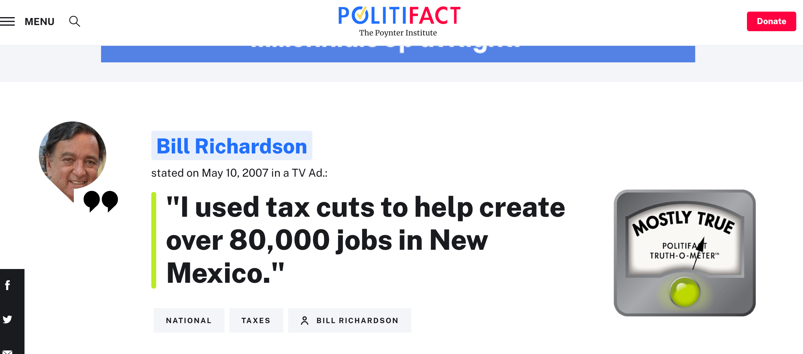 Bill Richardson's tax cuts WERE a success! - Rio Grande Foundation